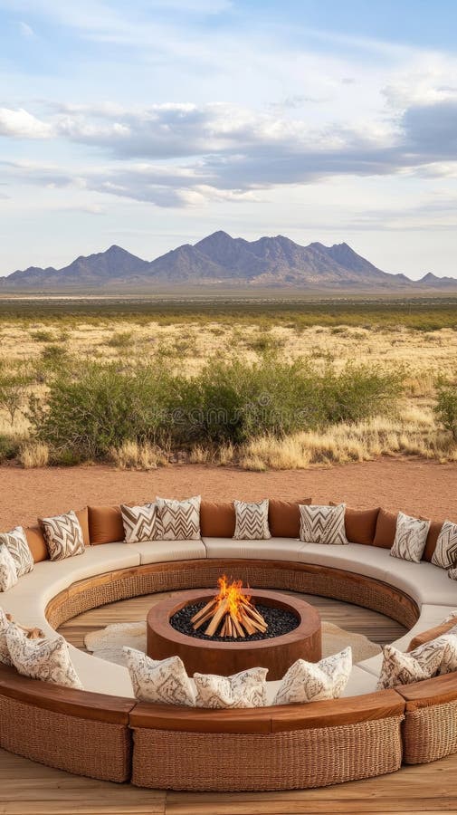 A Cozy Triangular Space Features a Fire Pit Surrounded by Inviting ...