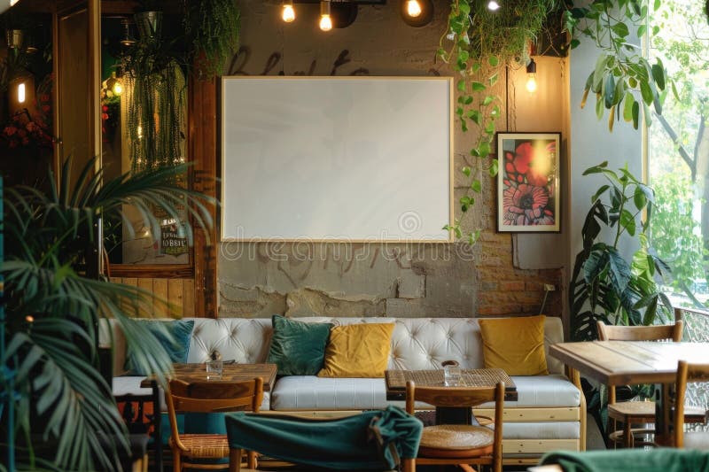 Cozy Urban Cafe Interior with Comfortable Seating and Modern Decor ...
