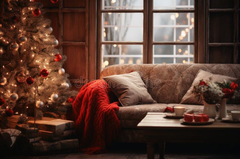 A Cozy and Warm Christmas Wallpaper Stock Illustration - Illustration ...