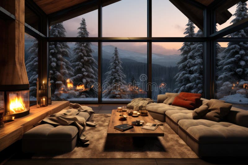 Cozy Warm Home Interior of a Chic Country House Stock Illustration ...