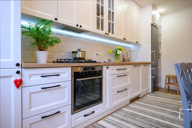 Cozy Modern Well Designed Kitchen Interior Stock Image - Image of ...