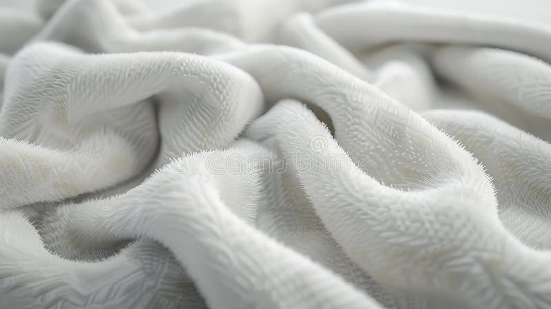 Cozy White Plush Blanket Texture CloseUp for Comfort and Warmth in ...