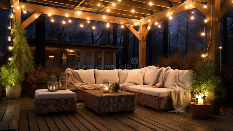 Cozy white string lights stock illustration. Illustration of charm ...