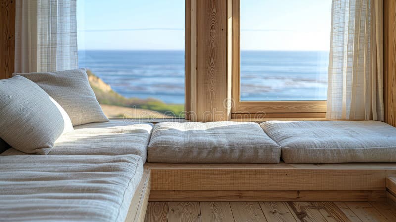 Cozy Window Seat Cushions Scenic Ocean View Stock Photos - Free ...
