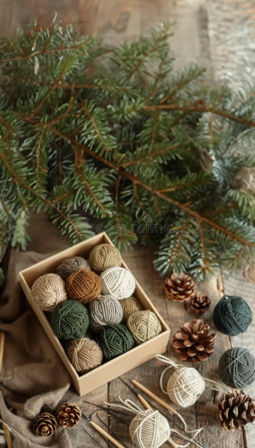Cozy Winter Crafts: Yarn Balls and Pine Decorations for Festive DIY ...