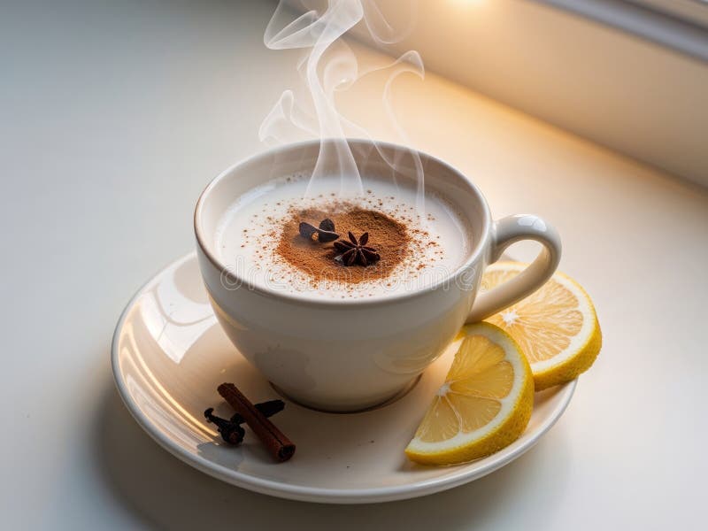 Cozy Winter Cup with Spices and Lemon Slice Stock Photo - Image of ...