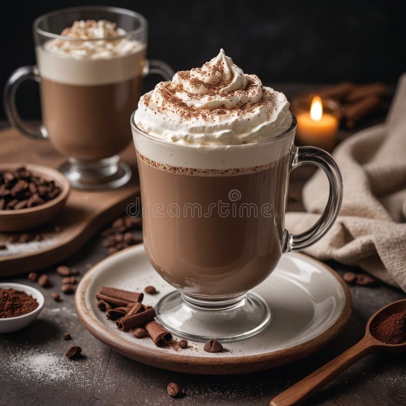 Cozy Winter Evening with Irish Cream Coffee and Cocoa Sprinkles Stock ...