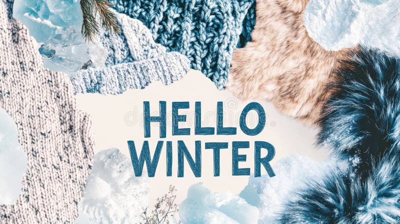 Cozy Winter Greetings with Icy Background and Warm Textures Stock Photo ...