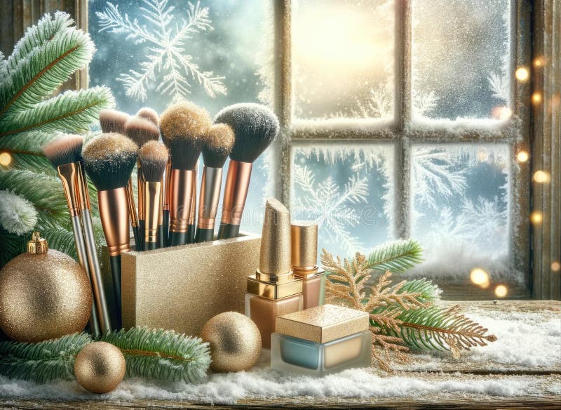 Cozy Winter Makeup Scene by Frosted Window, AI Generated Stock ...