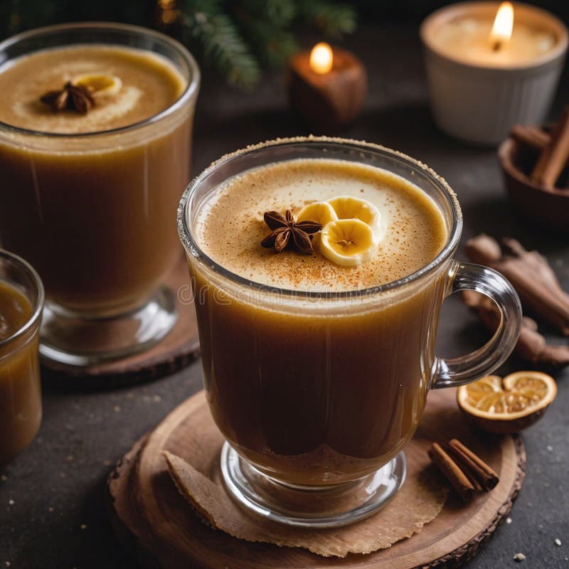 Cozy Winter Night Delight Hot Buttered Rum with Nutmeg Sprinkle Stock ...