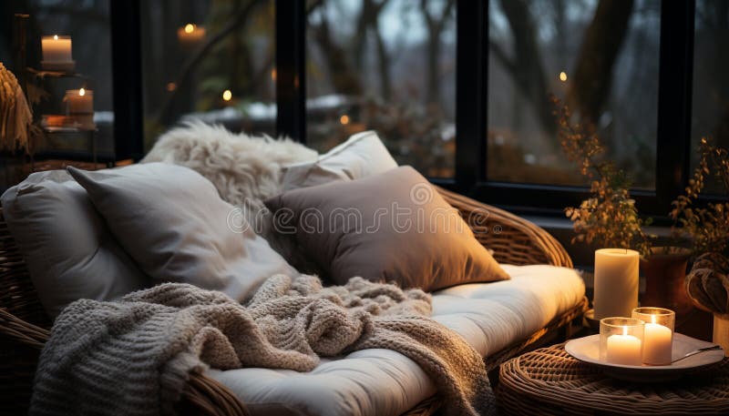 Cozy Winter Night, Illuminated by Fireplace Flame Generated by AI Stock ...