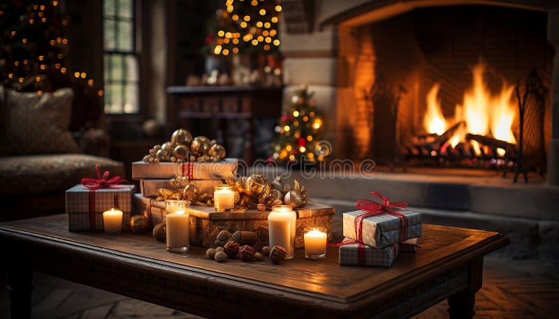 Cozy Winter Night, Illuminated Tree Brings Comfort Generated by AI ...