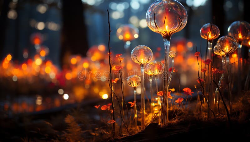 Cozy Winter Night Illuminated Tree, Vibrant Candles, Christmas ...