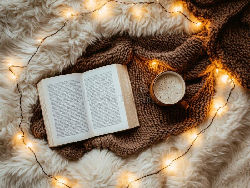 Cozy Winter Reading Nook with a Cup of Coffee Stock Illustration ...