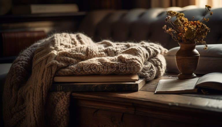 Cozy Winter Reading in Old Fashioned Rustic Library Generated by AI ...