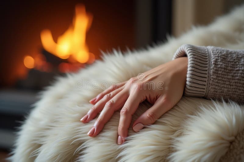 Cozy Winter Relaxation with Warm Fire and Soft Blanket. AI Generation ...