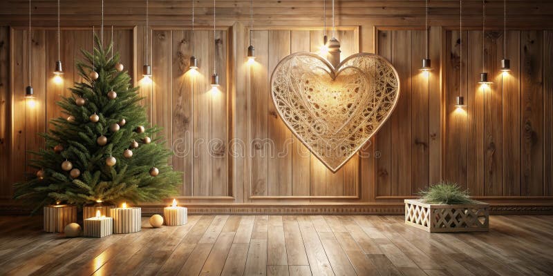 Cozy Winter Scene with Decorated Tree and Heart Shaped Light ...