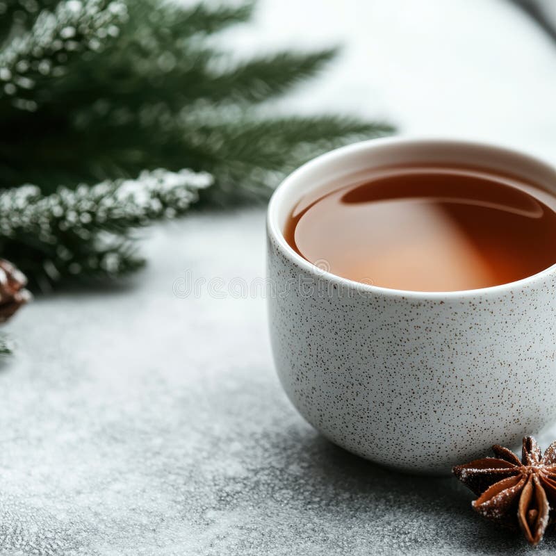 Cozy Winter Tea with Pine Branches Stock Illustration - Illustration of ...