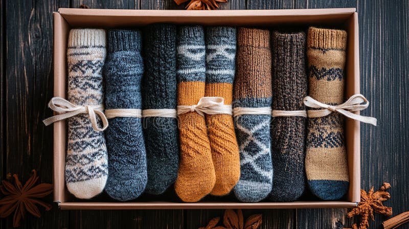 Cozy Wool Socks Gift Set in Box Stock Photo - Image of celebration ...