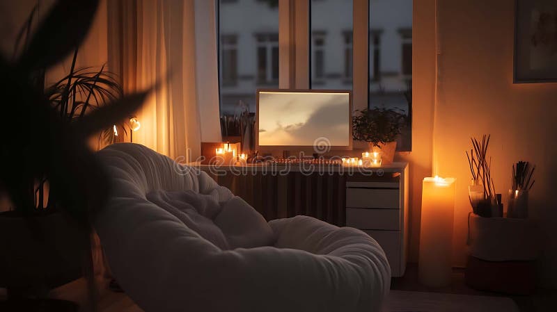 Cozy Workplace at Home a Warm and Inviting Office Setup Stock Image ...