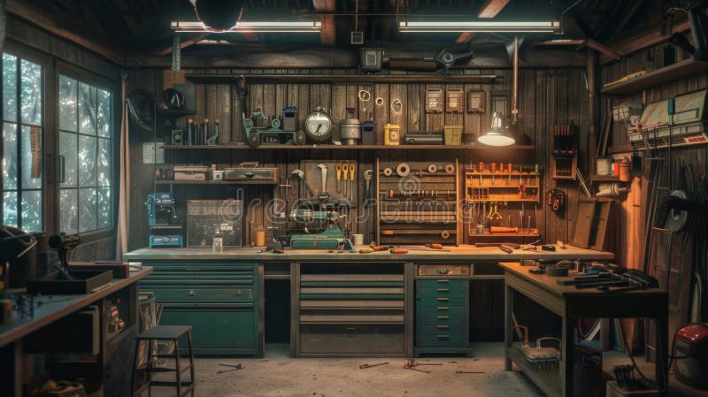 Cozy Workshop with Tools and Workbench, Generative AI Stock Photo ...