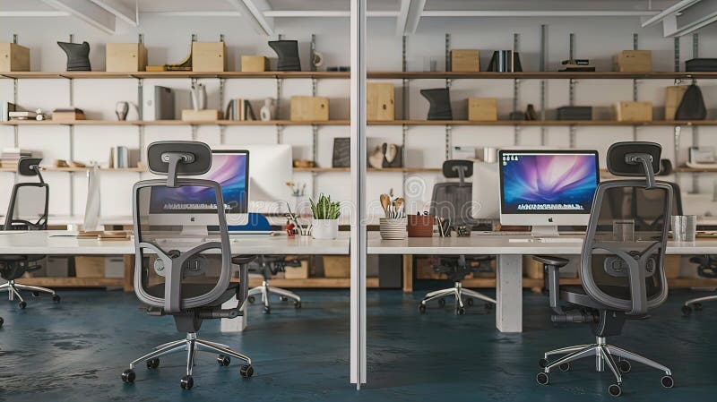 Cozy Workspace with Modern Computers and Office Tools on a Light Table ...