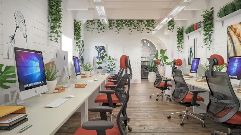Cozy Workspace with Modern Computers and Office Tools on a Light Table ...