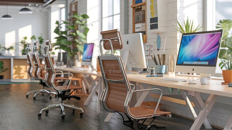 Cozy Workspace with Modern Computers and Office Tools on a Light Table ...