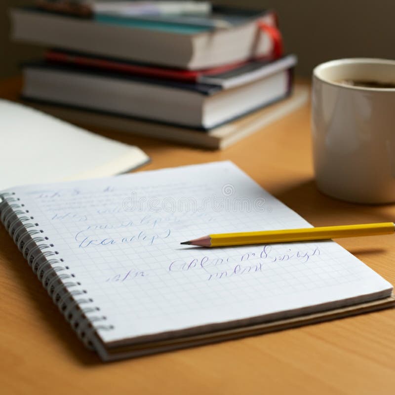 AI-Generated Image: Notepad and Coffee on a Desk Stock Illustration ...