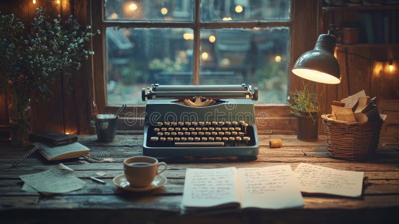 Vintage Writer s Desk stock illustration. Illustration of morning ...