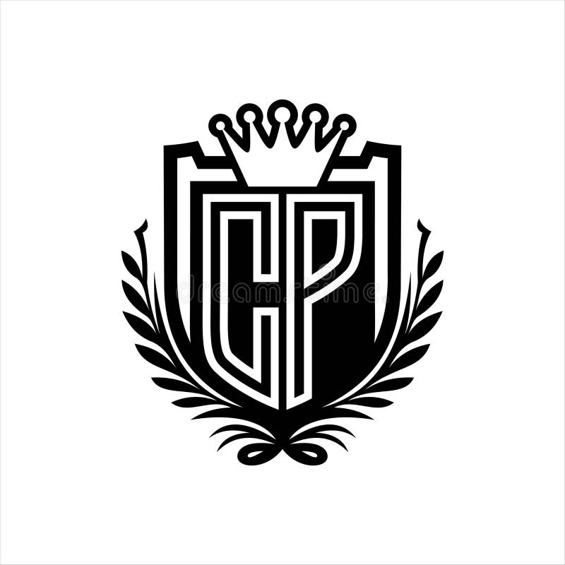CP Logo Heraldic Shield Shape with Crown, Vintage Crest on White ...