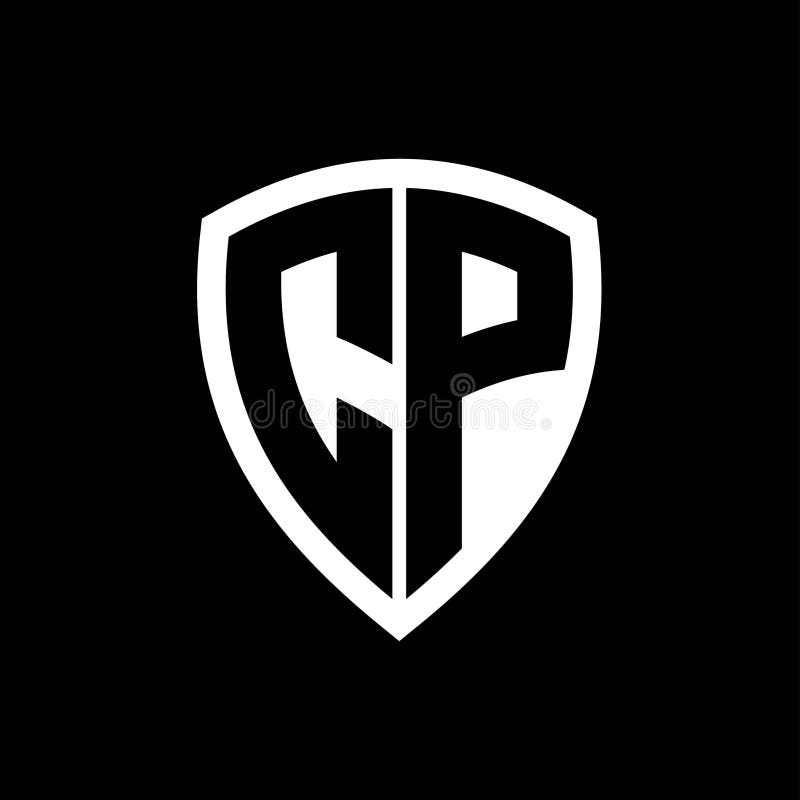 CP Monogram Logo with Bold Letters Shield Shape with Black and White ...