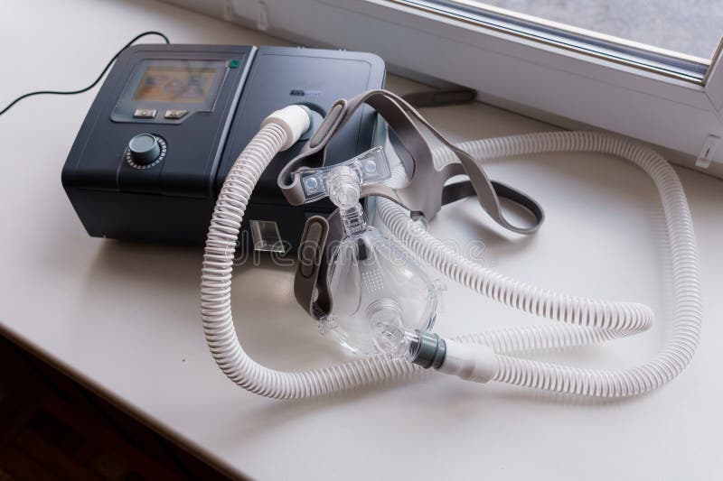 CPAP Machine Setup for Sleep Apnea Therapy Stock Photo - Image of home ...