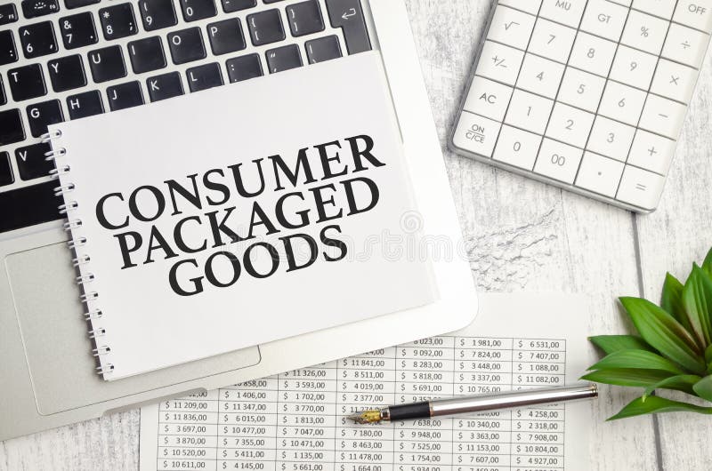 CPG - Consumer Packaged Goods Text and Notepad with Pen, Charts and ...