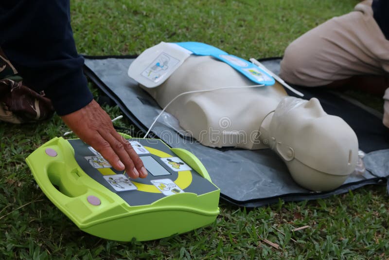 CPR and AED Training for Rescue and First Aid Stock Image - Image of ...