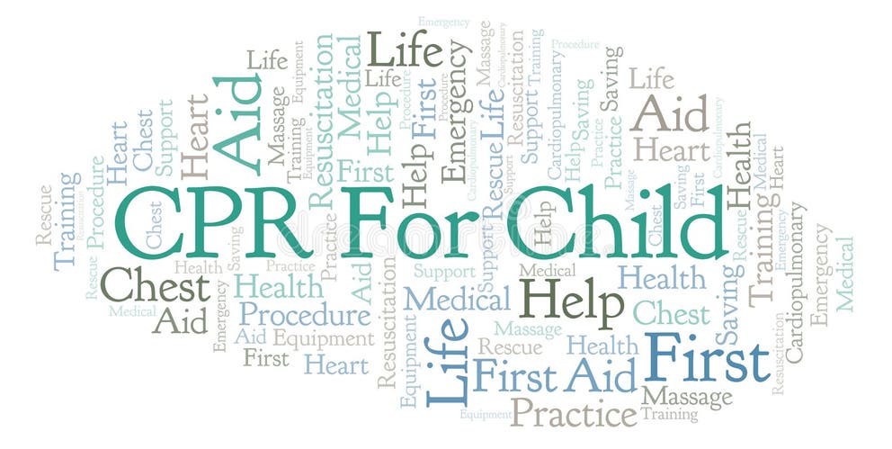 CPR for Child Word Cloud, Made with Text only. Stock Illustration ...