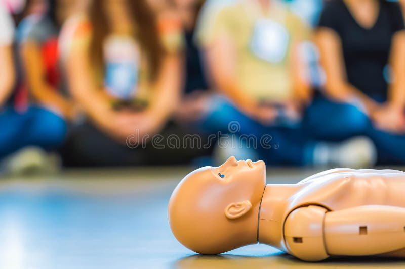 CPR First Aid Training with CPR Dummy in the Class Stock Illustration ...