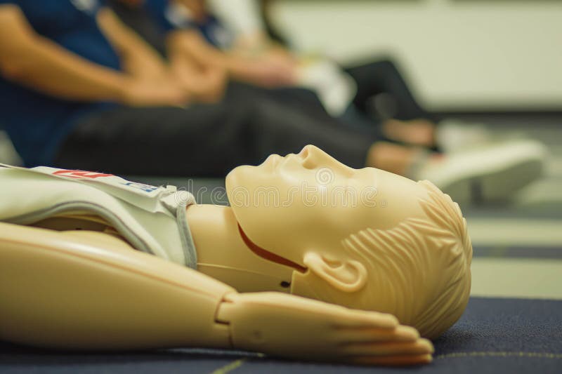CPR First Aid Training with CPR Dummy in the Class Stock Illustration ...