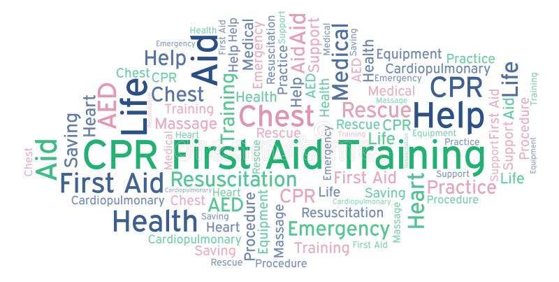 CPR First Aid Training Word Cloud, Made with Text only. Stock ...