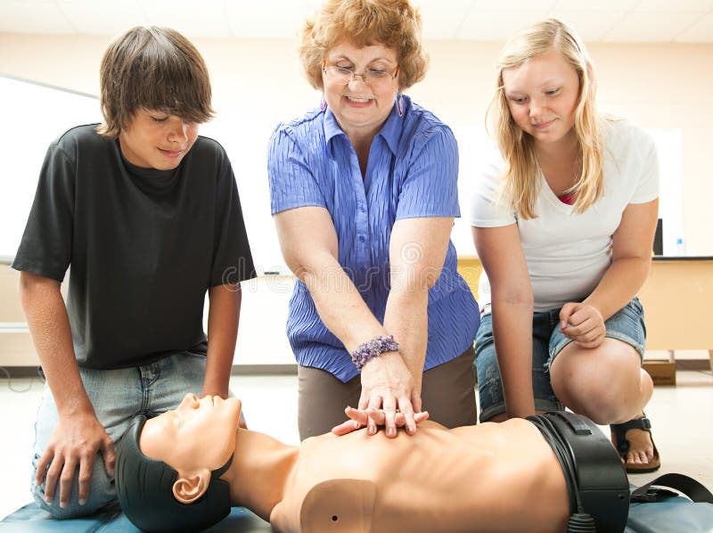 CPR Instruction in School stock image. Image of demonstration - 20228303