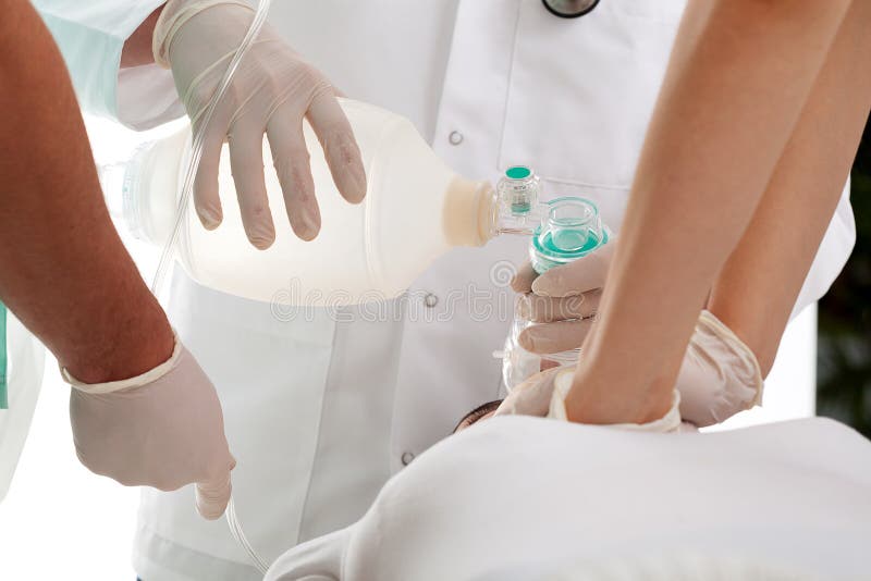 Breathing Through A Mask In The Resuscitation Of Human (CPR) Stock ...