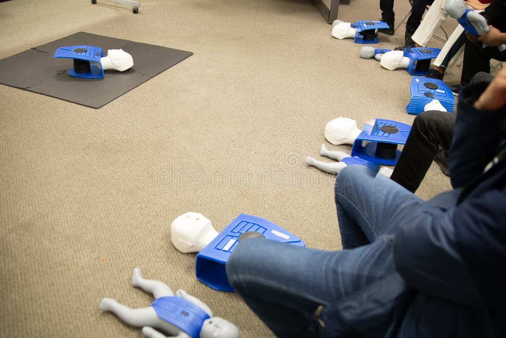 CPR Training Class by Security Guard in Office Stock Image - Image of ...