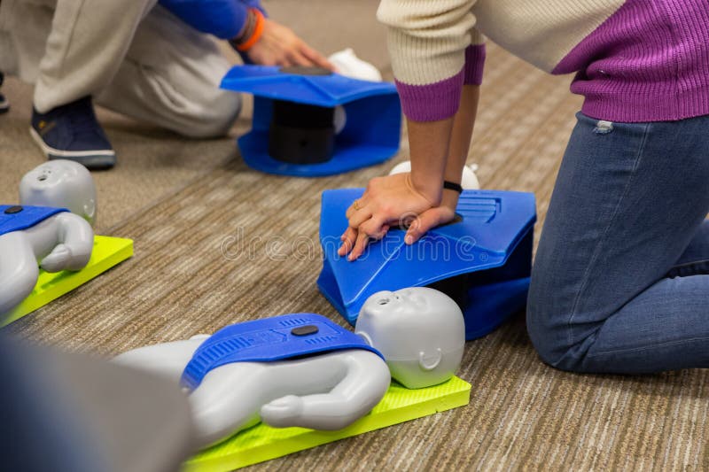 CPR Training Class by Security Guard in Office Stock Photo - Image of ...