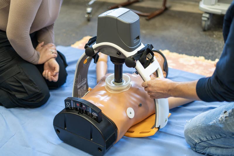 CPR Training Manikin with Automated Compression Device Stock Photo ...
