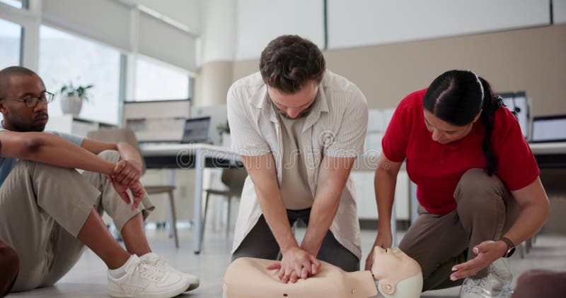 Cpr, Training and Mannequin with Man and Instructor for First Aid ...