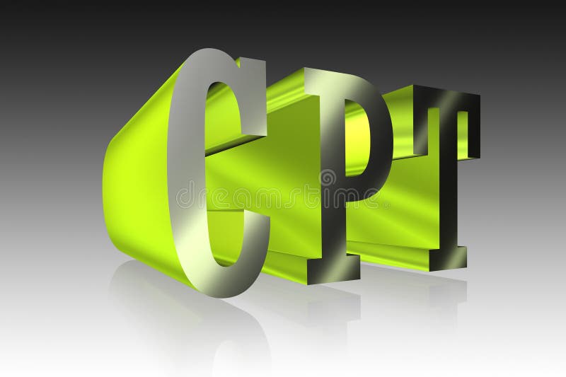 CPT Lettering - 3D Illustration Stock Illustration - Illustration of ...