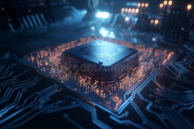 CPU Advanced Central Processing Unit Concept Network Security. Motherboard Chip. Technology ...
