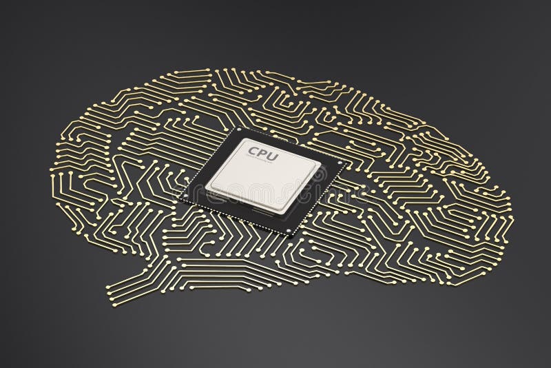 Cpu ai brain stock illustration. Illustration of hardware - 107716529