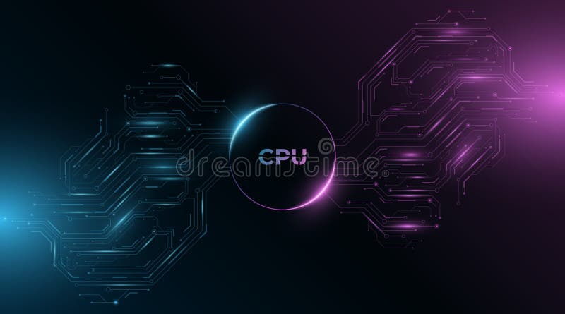 CPU Background with Glowing Circuit Computer Board. Light Effect. Big ...