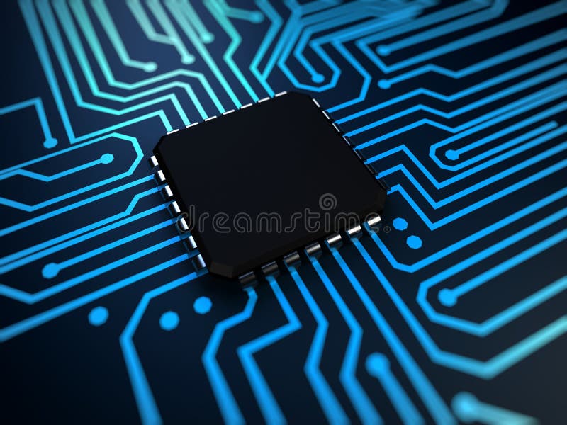 Cpu in blue stock illustration. Illustration of beam - 21812516